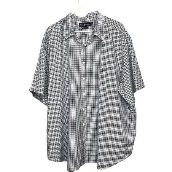 Ralph Lauren | Shirts | Ralph Lauren Mens 3xb Short Sleeve Button Down Shirtblue Check Blue Pony ...